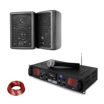 Skytec SPL 300 VHF Set ampli sono récepteur radio + enceintes + câble ...