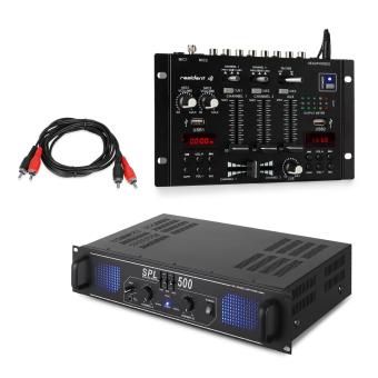Skytec SPL500EQ PA Amplifier Set with Resident DJ 22 BT 2CH Mixer